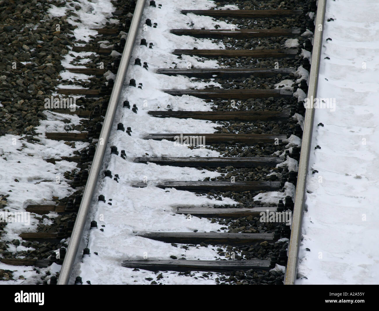 railway track with snow Stock Photo - Alamy