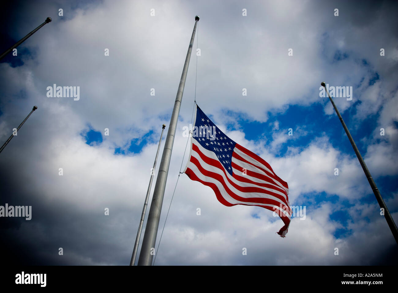 An American flag at half mast Stock Photo - Alamy