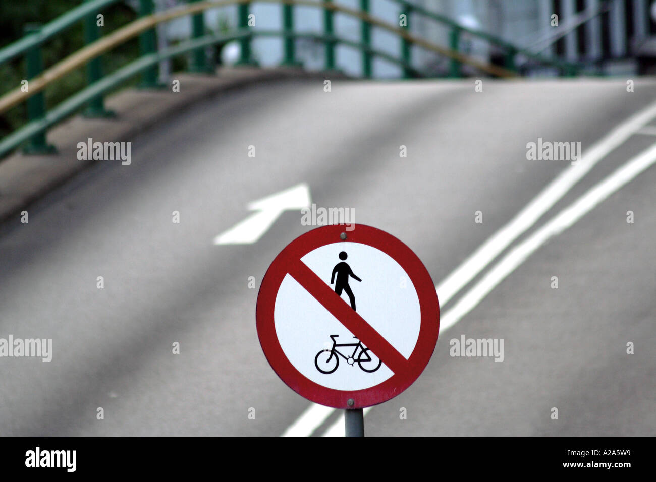 Street sign, no entry for pedestrians or bicycles Stock Photo - Alamy