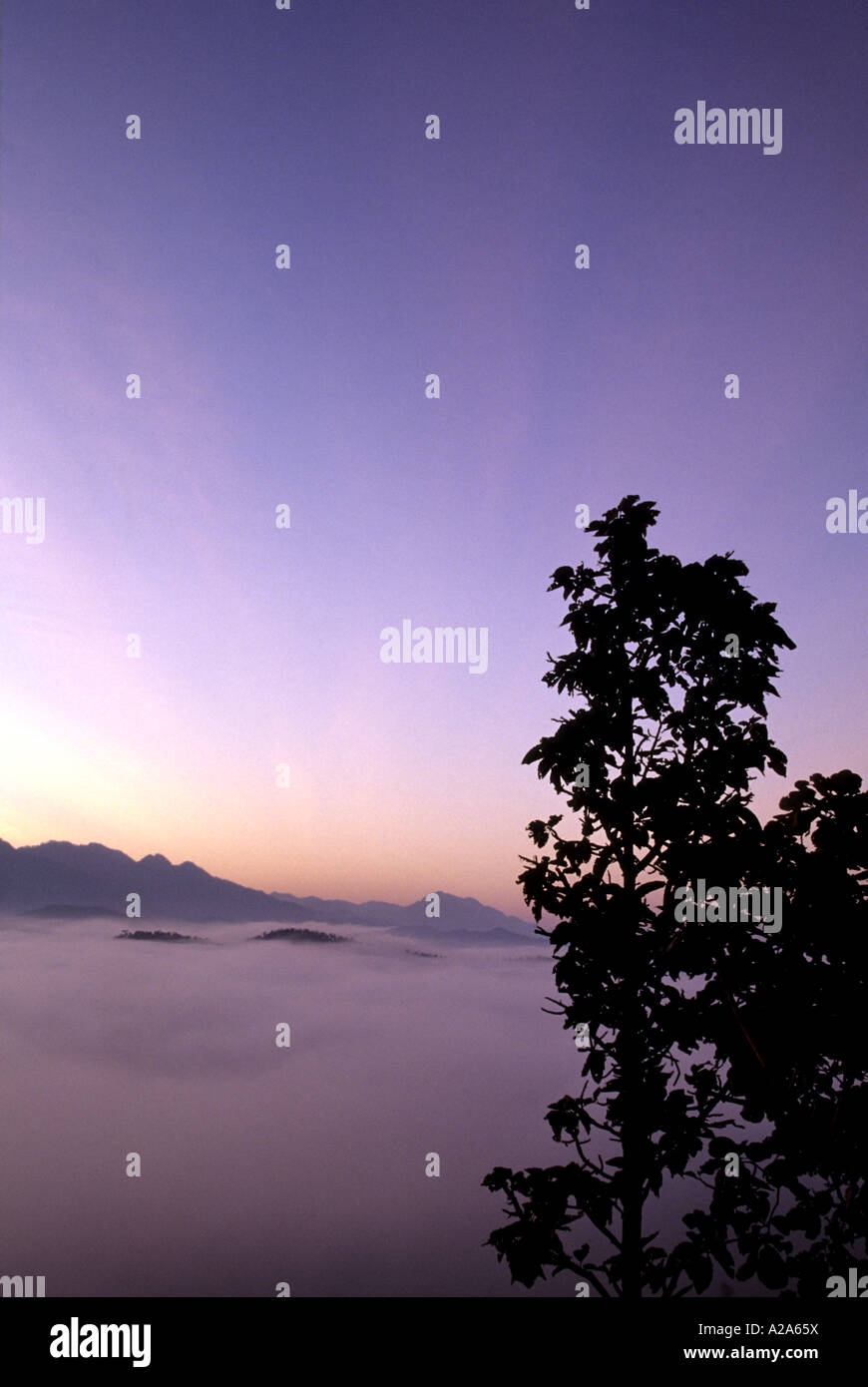 Sunrise over valley from atop Doi Kong Mu mountain Mae Hong Song ...