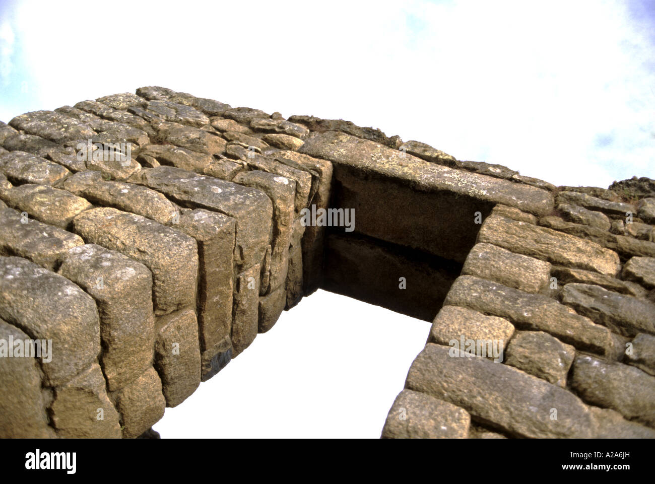Trapezoidal Incan doorway at the UNESCO World Heritage ruins of Machu ...