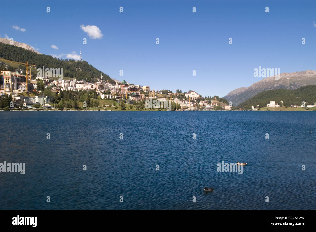 The lakeside village of St. Moritz, Switzerland Stock Photo - Alamy