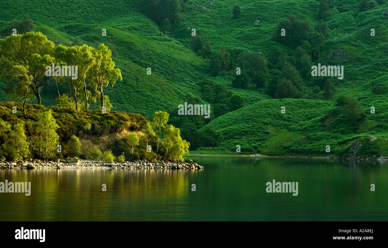 Water Landscape - Summer evening at Loch Katrine in Scotland Stock ...