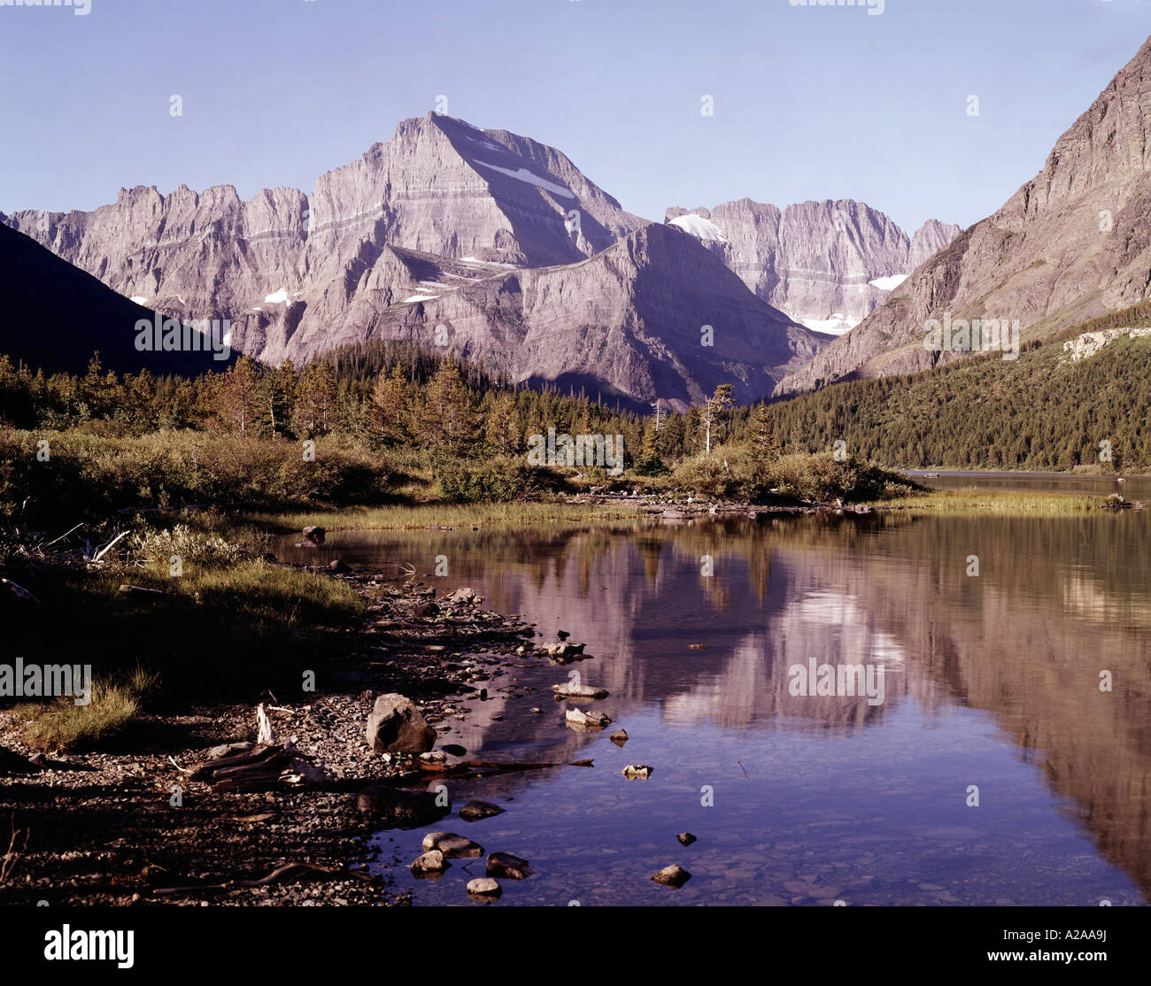 Swiftcurrent Lake in Glacier National Park in Montana Stock Photo - Alamy