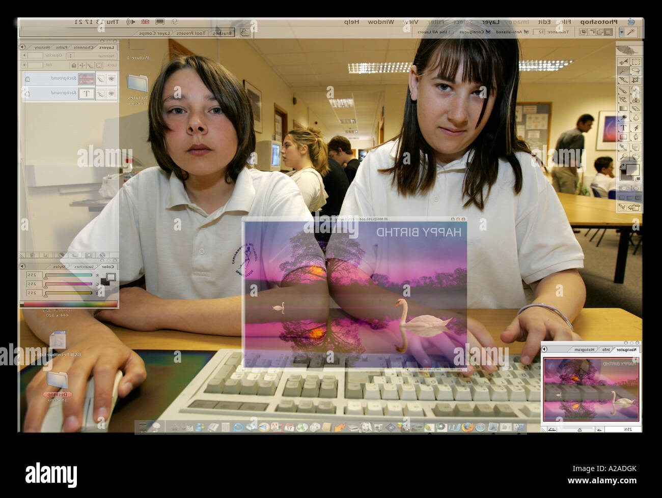 High School children learning how use Adobe Photoshop Isle of Wight UK ...