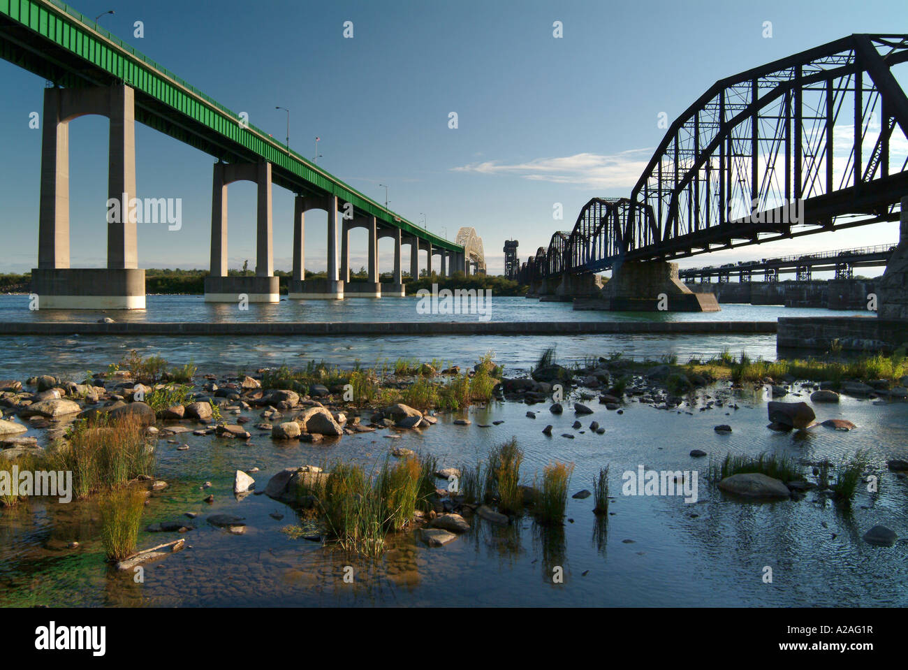 The international bridge on St.Mary's river Stock Photo - Alamy