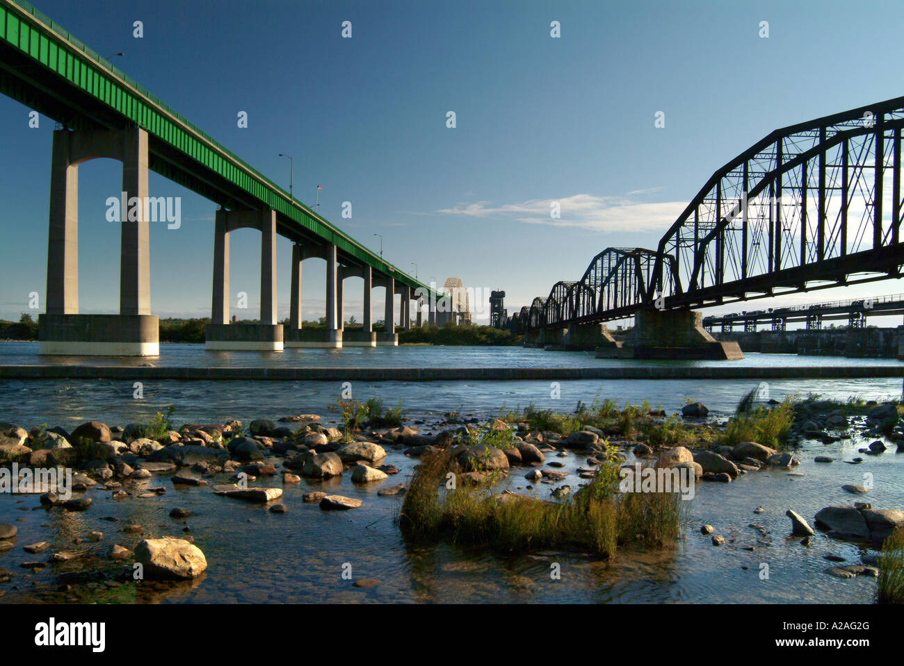 The international bridge on St.Mary's river Stock Photo - Alamy