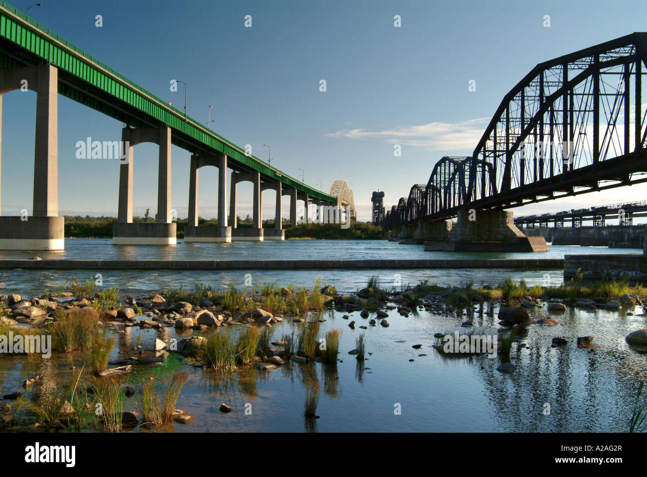 The international bridge on St.Mary's river Stock Photo - Alamy