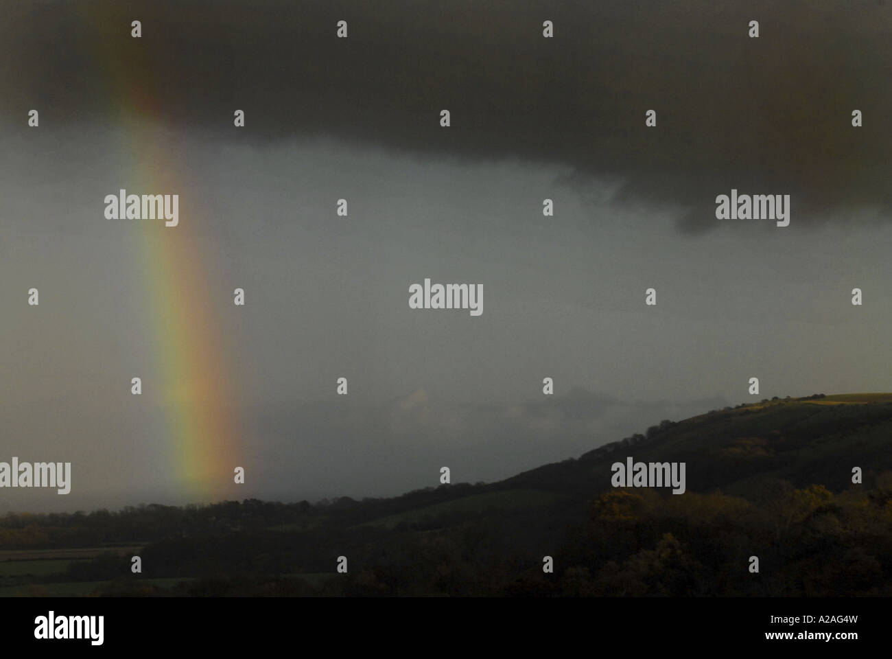 Rainbow over the South Downs East Sussex England Picture by Andrew ...