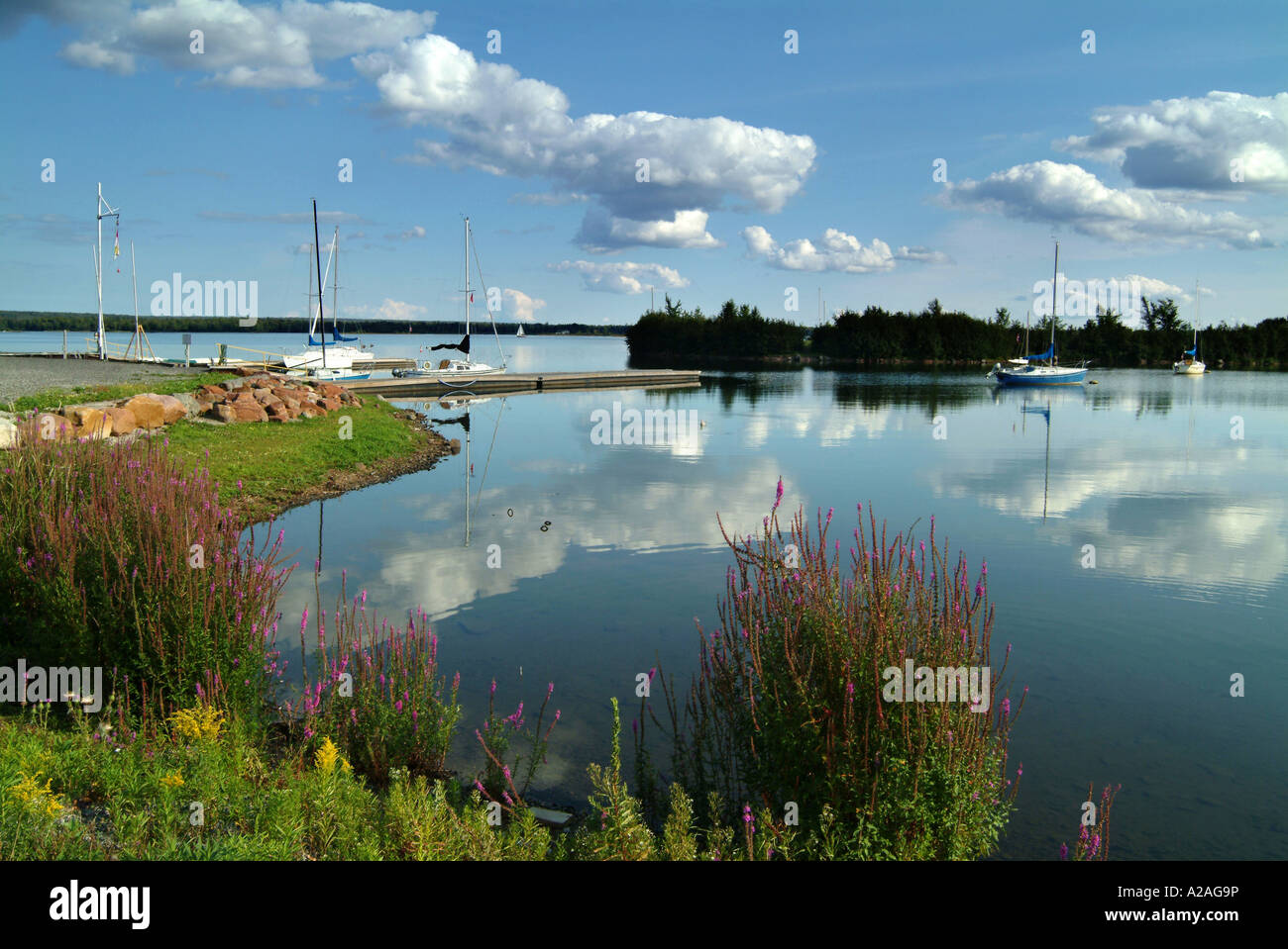 A harbor on the waterside of St. Mary's river in Soo Stock Photo - Alamy
