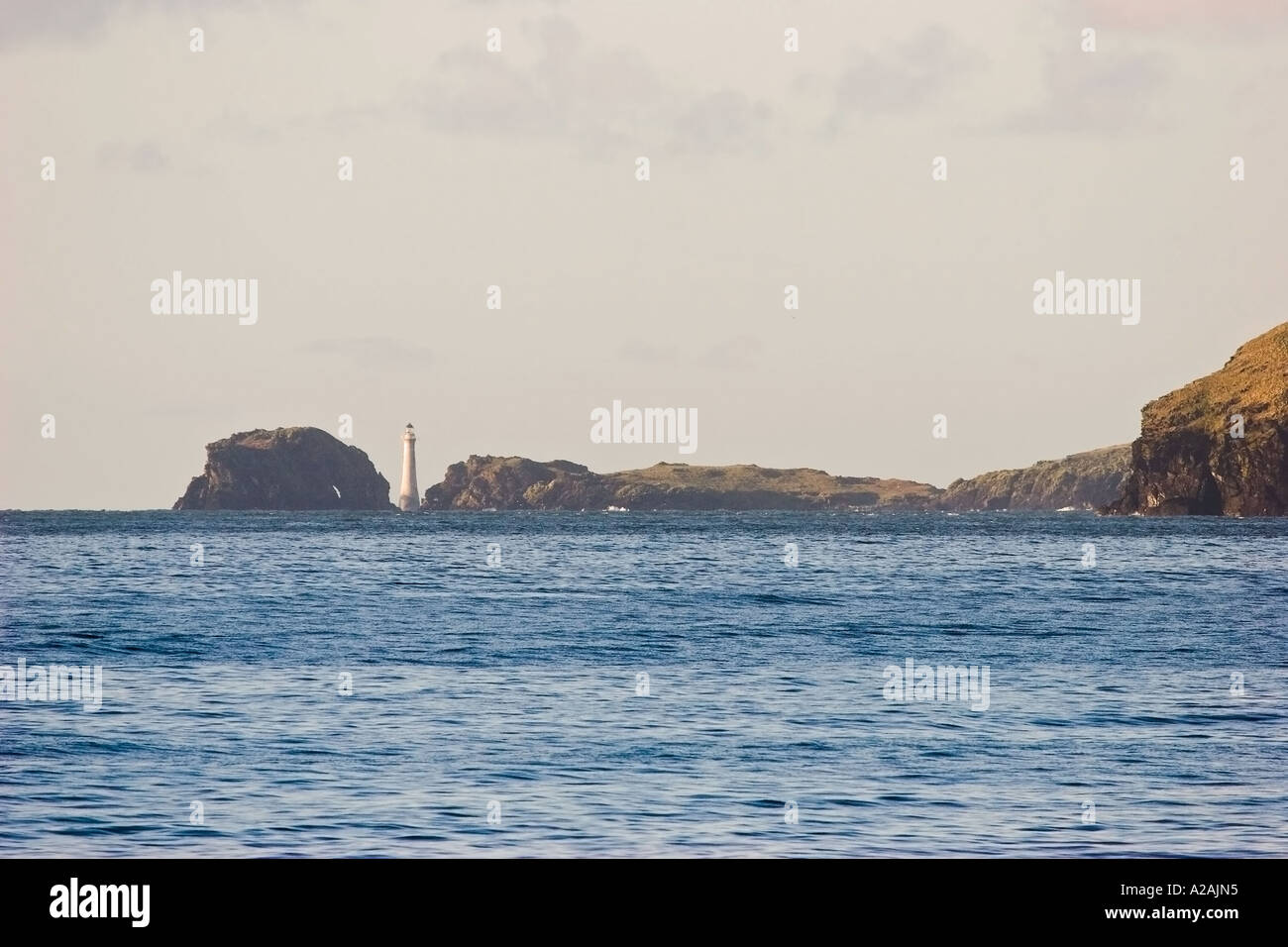 Chicken Rock Lighthouse off the Calf of Man Isle of Man Stock Photo - Alamy