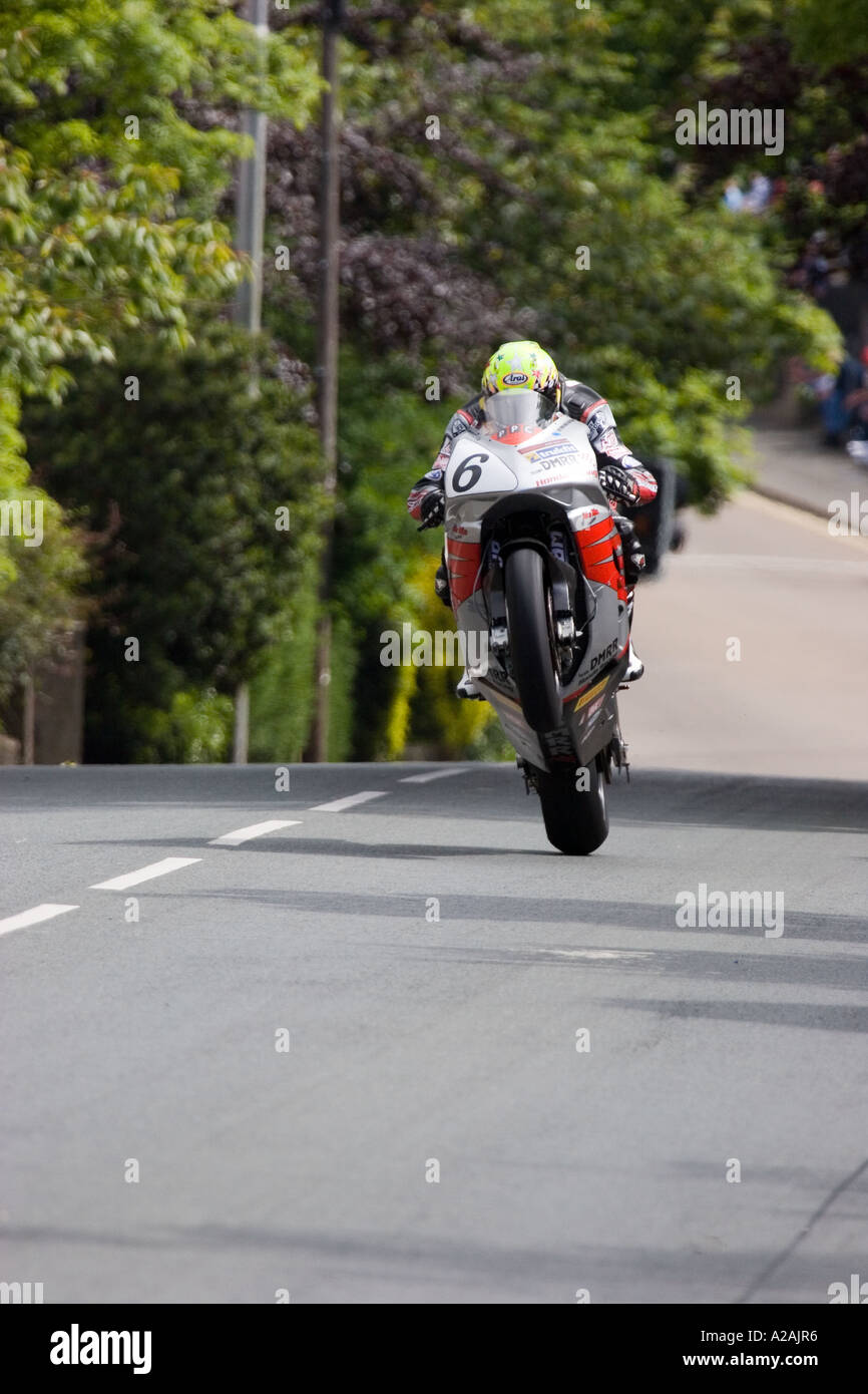 ian lougher lift off on Bray Hill TT races Stock Photo - Alamy