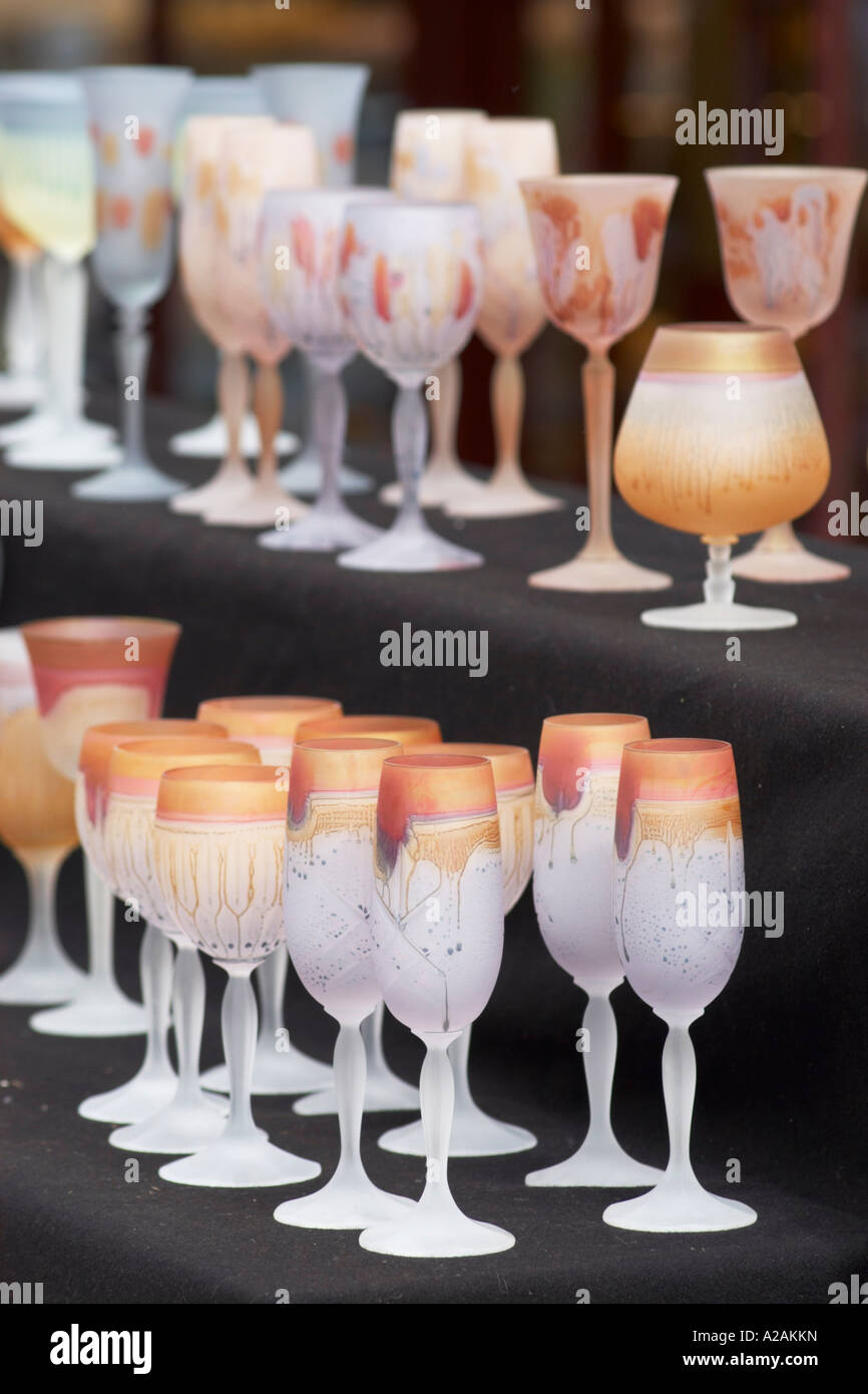 Jerusalem glass goblets on display at the May bank holiday market in St ...