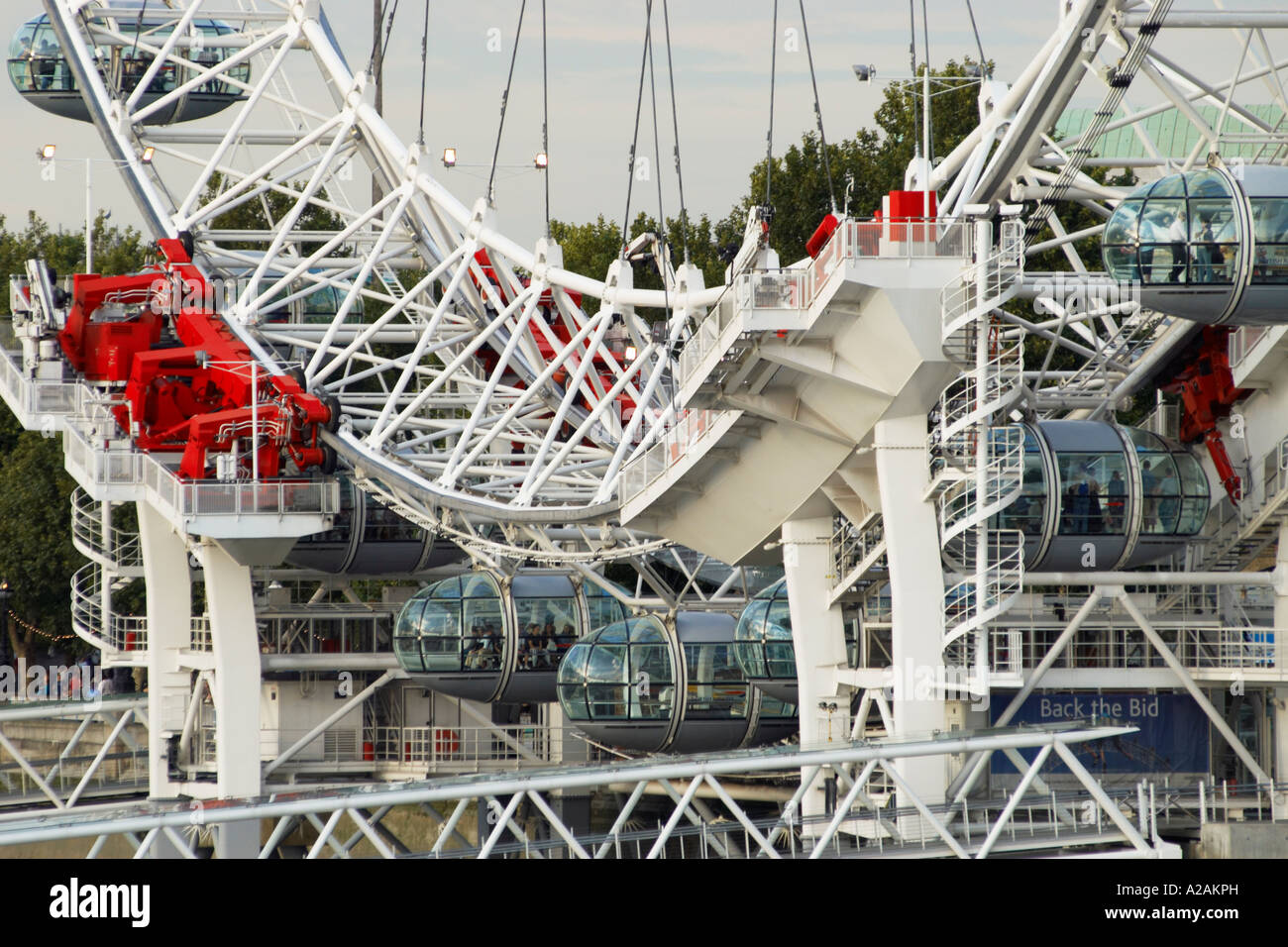 London Eye drive mechanism and passenger loading area Stock Photo - Alamy