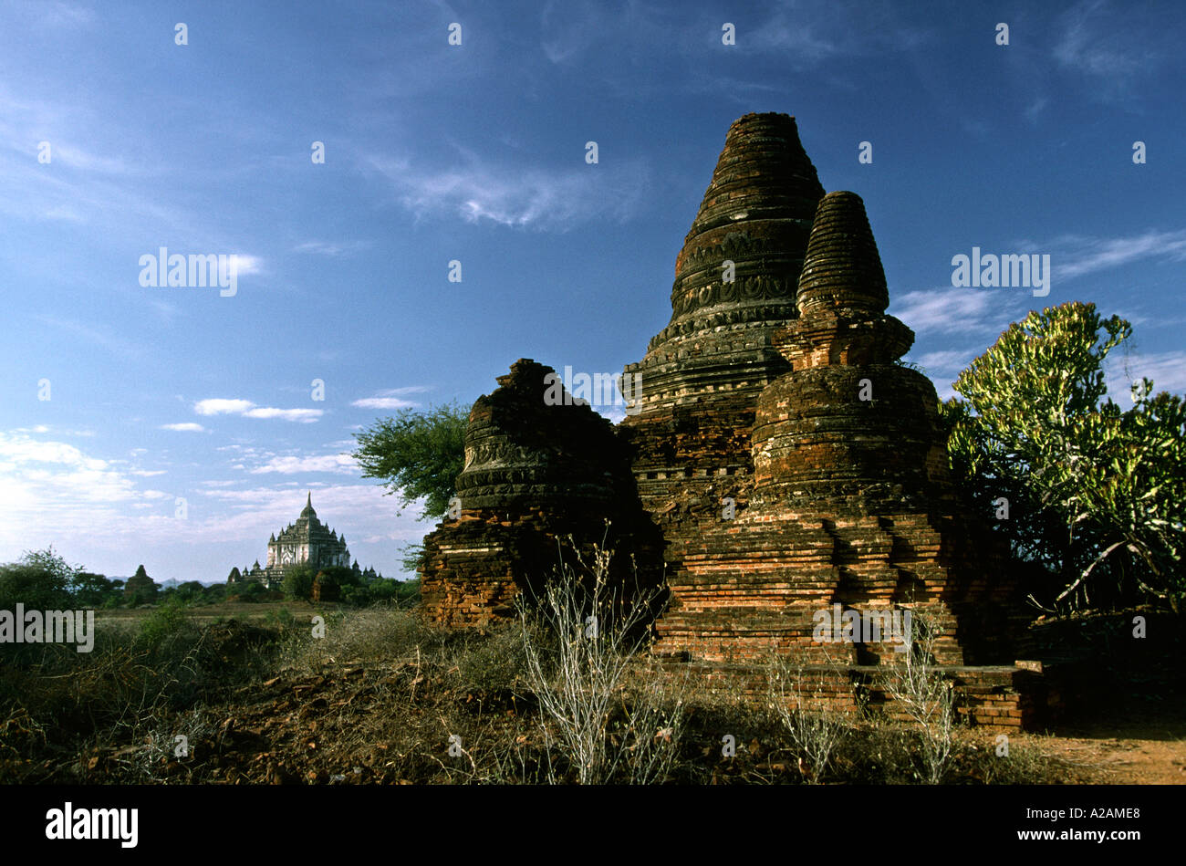 Myanmar Burma Pagan Bagan Thatbinnyu Temple derelict pagodas Stock ...