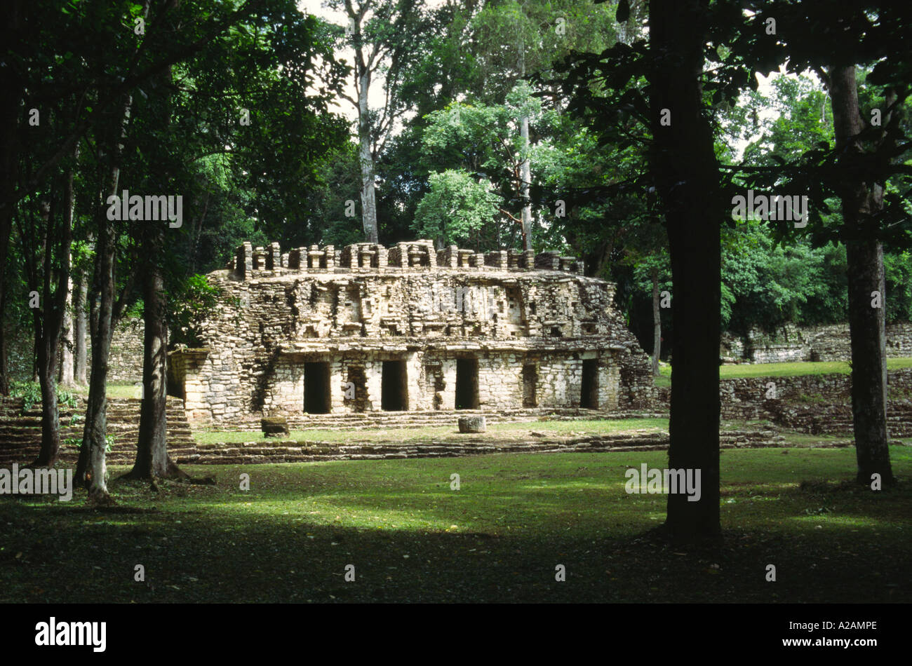 The remote Mayan complex of temples at Yaxchilan in Chiapas southern ...