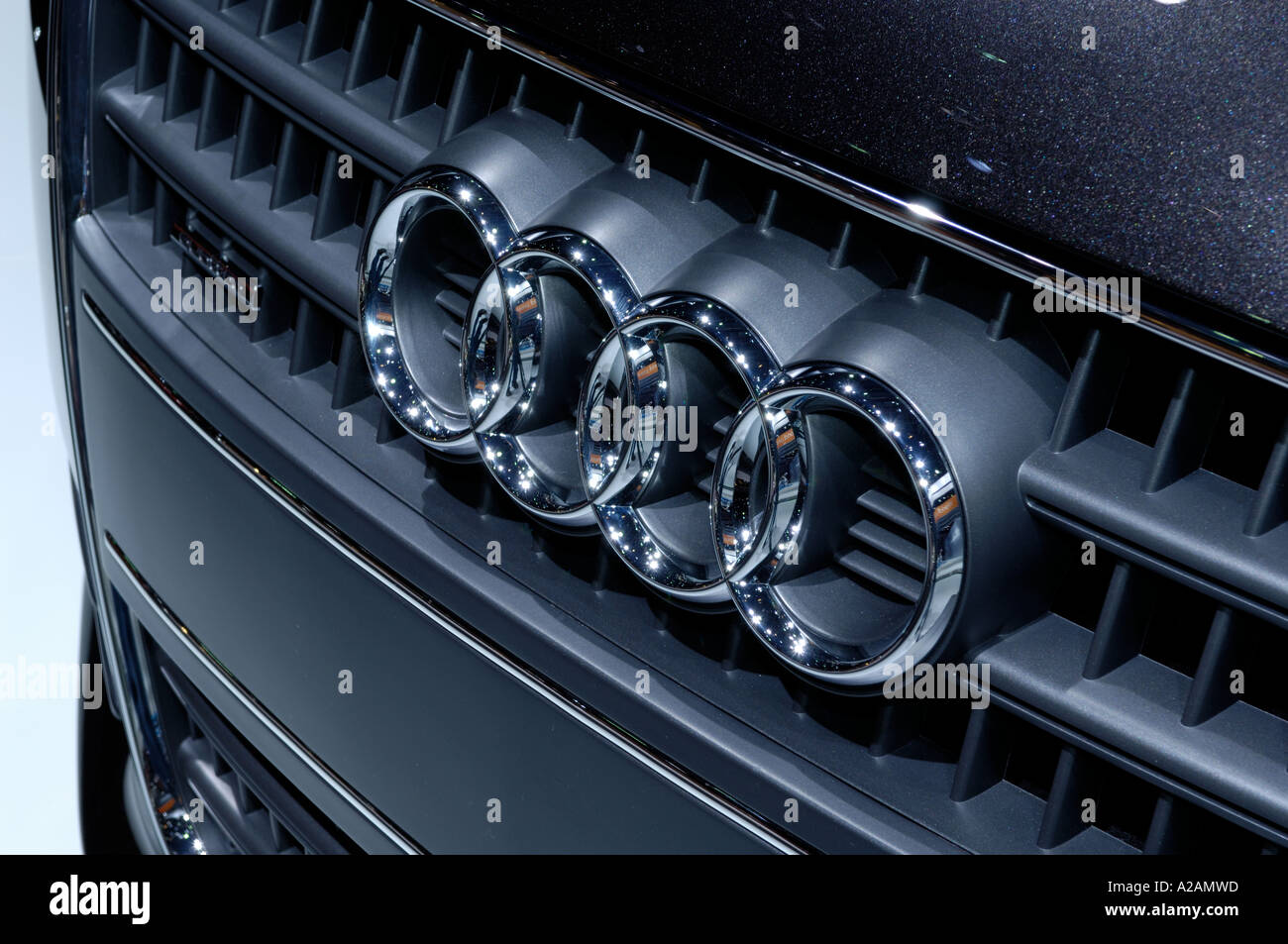 Audi emblem on the front of an Audi Q7 Stock Photo - Alamy