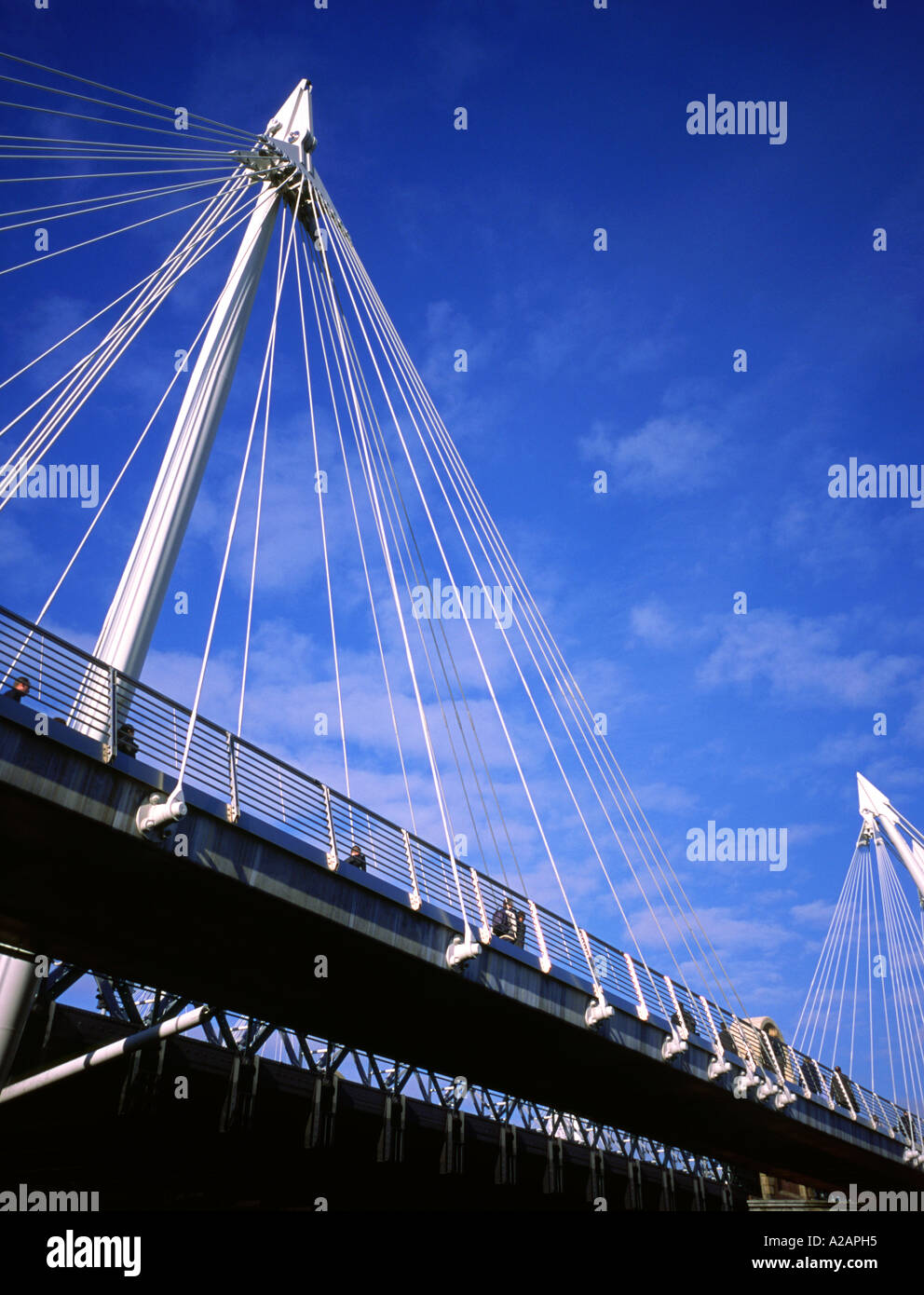 The Golden Jubilee Bridge in London a walkway adjacent to Hungerford ...