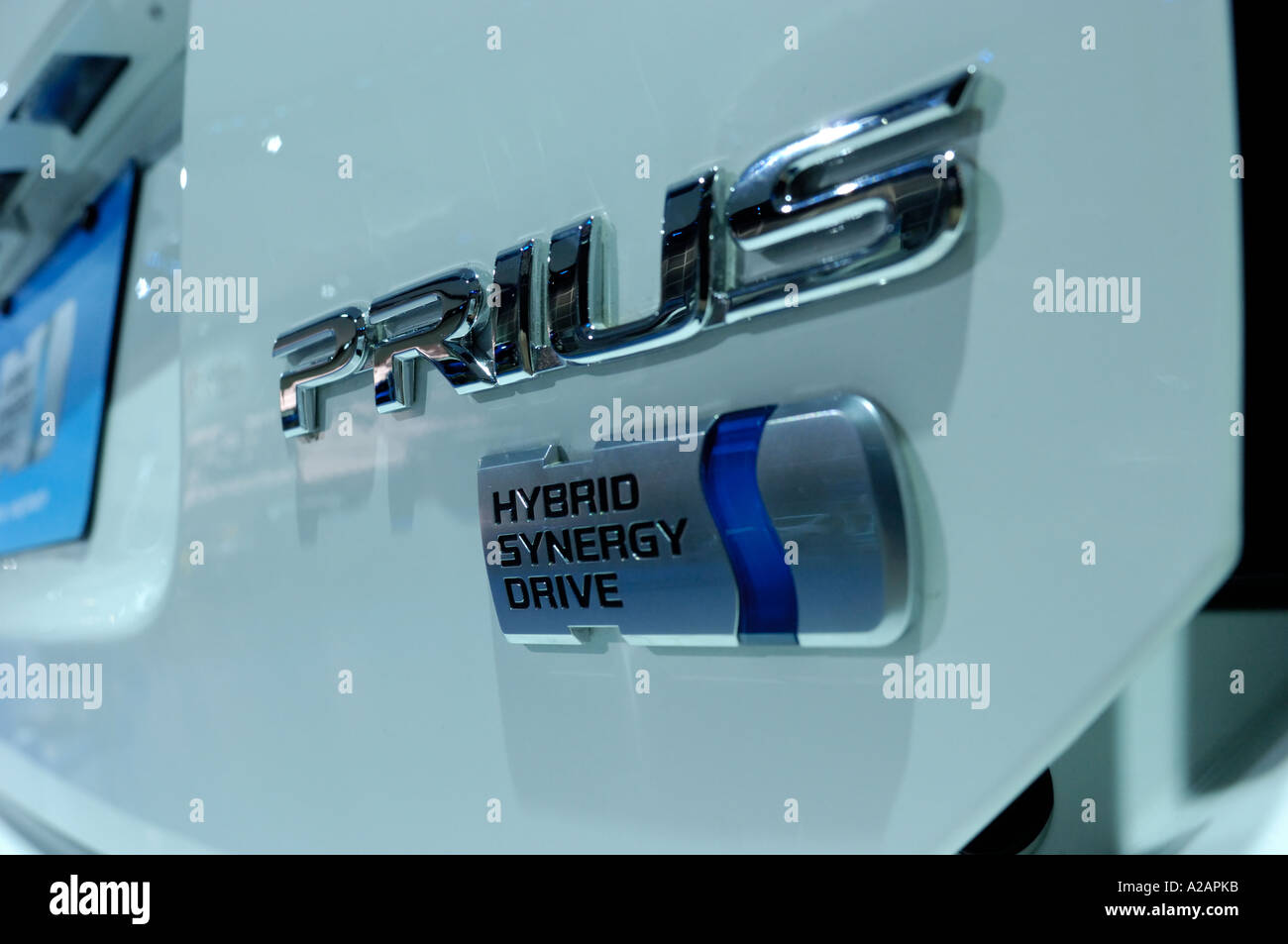 Prius Hybrid Synergy Drive badges on the rear of a 2006 Toyota Prius ...