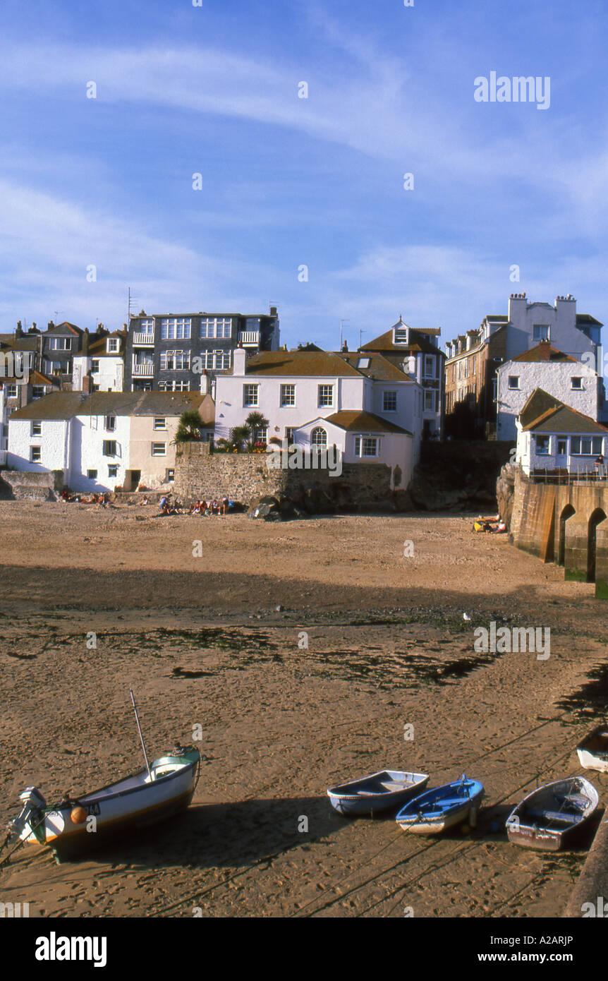 Tide has gone out leaving buoys grounded at st ives harbour cornwall ...