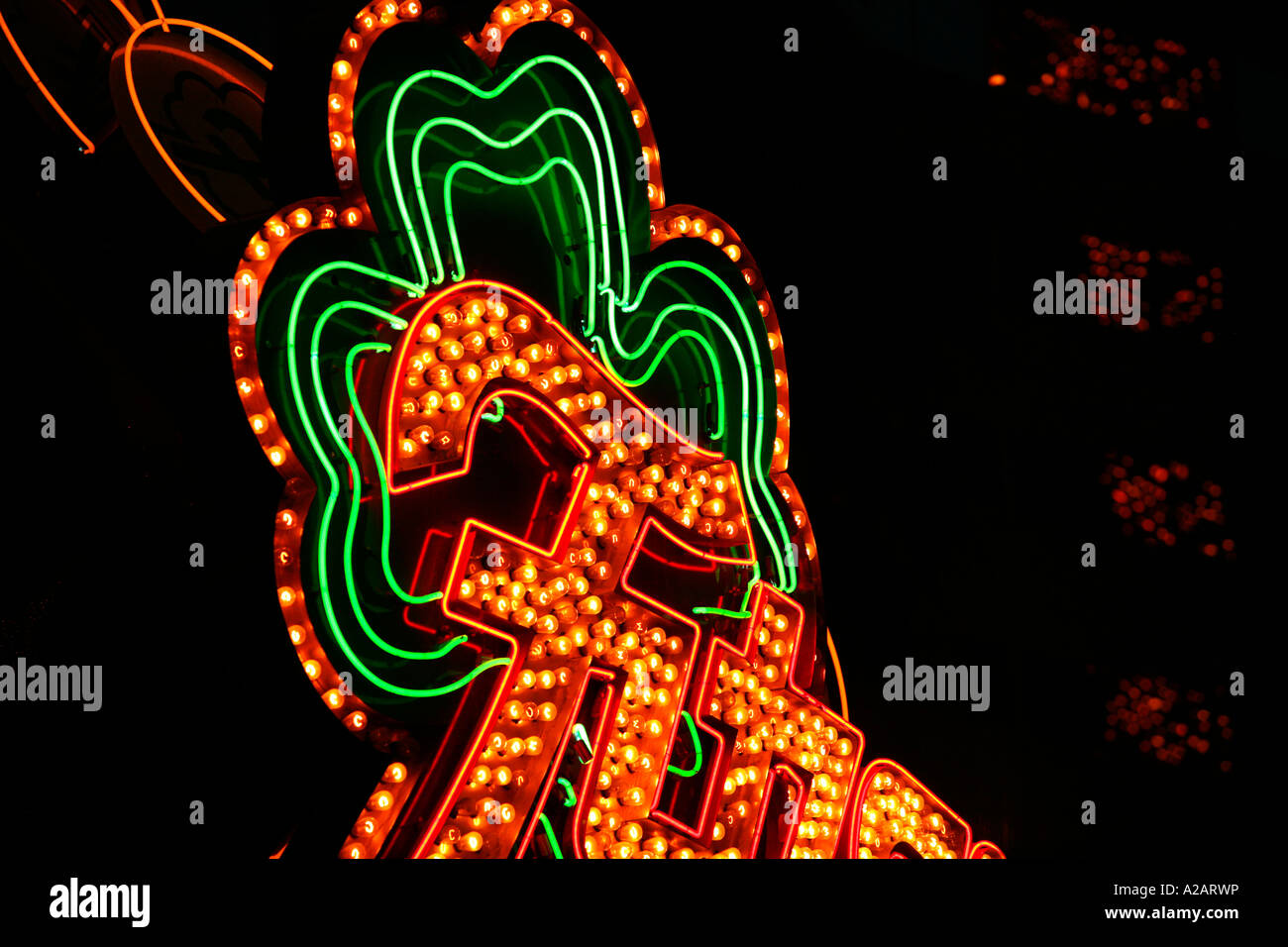 neon shamrock sign, fremont street, las vegas, nevada Stock Photo - Alamy