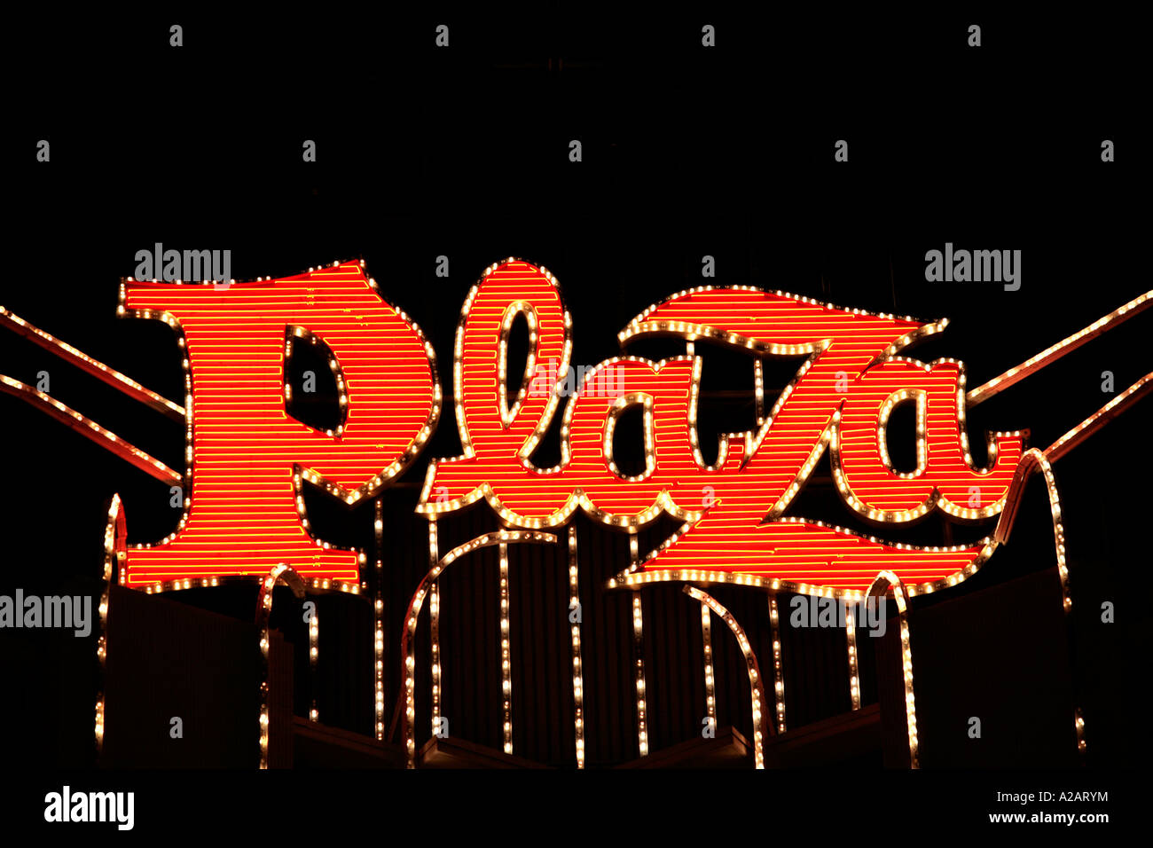 'plaza' sign, fremont street, las vegas, nevada Stock Photo - Alamy