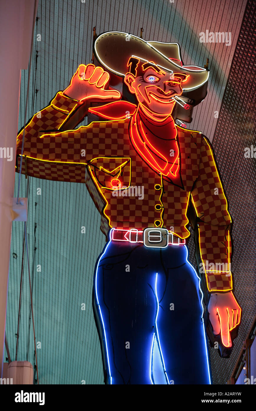 neon cowboy, fremont street, las vegas, nevada Stock Photo - Alamy