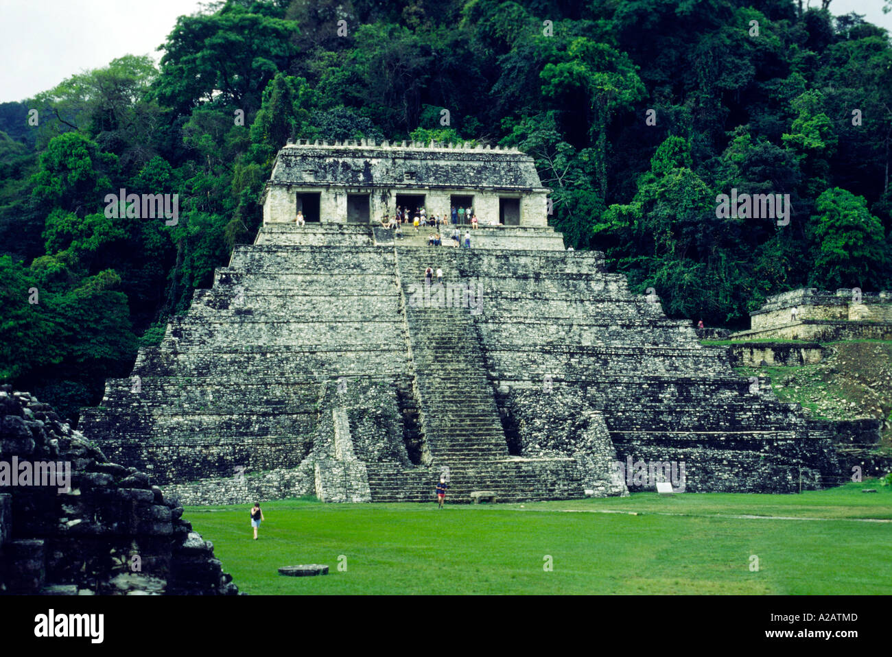 The Temple of the Inscriptions at the Mayan site of Palenque in Chiapas ...
