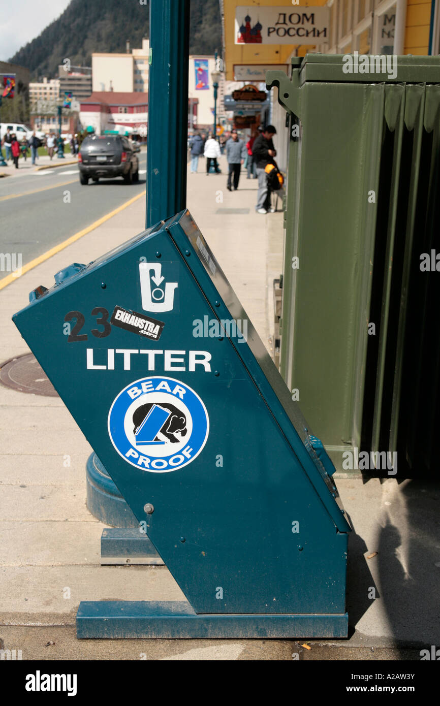 bear proof litter bin, Juneau, Alaska Stock Photo - Alamy