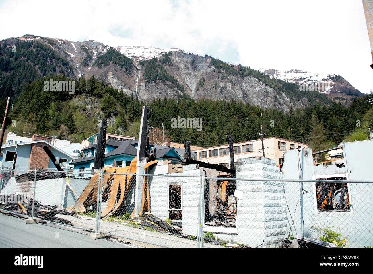 burnt out dwelling, Juneau, Alaska Stock Photo - Alamy