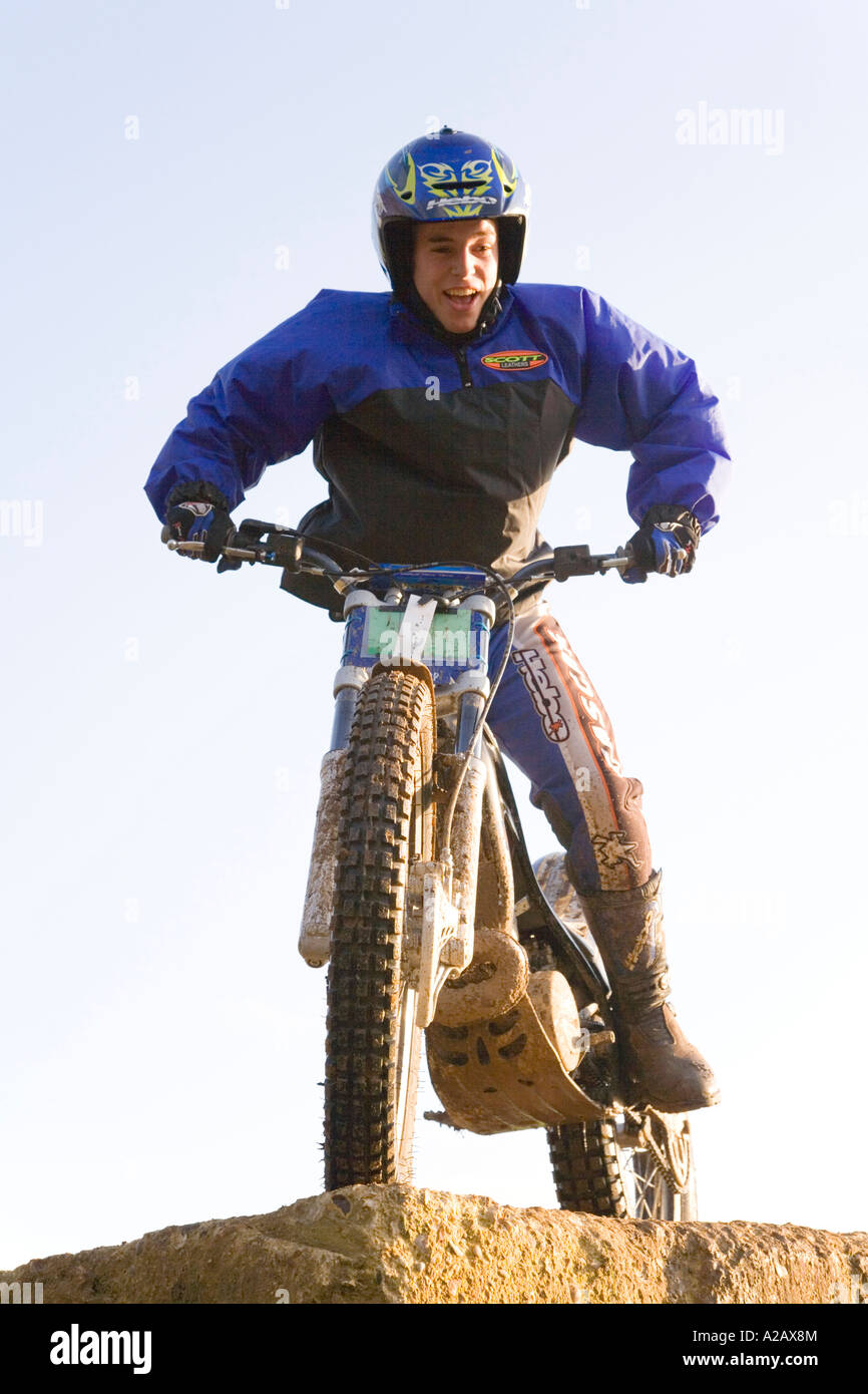 A rider from the Waterside Motorcycle Trials club takes part in a ...