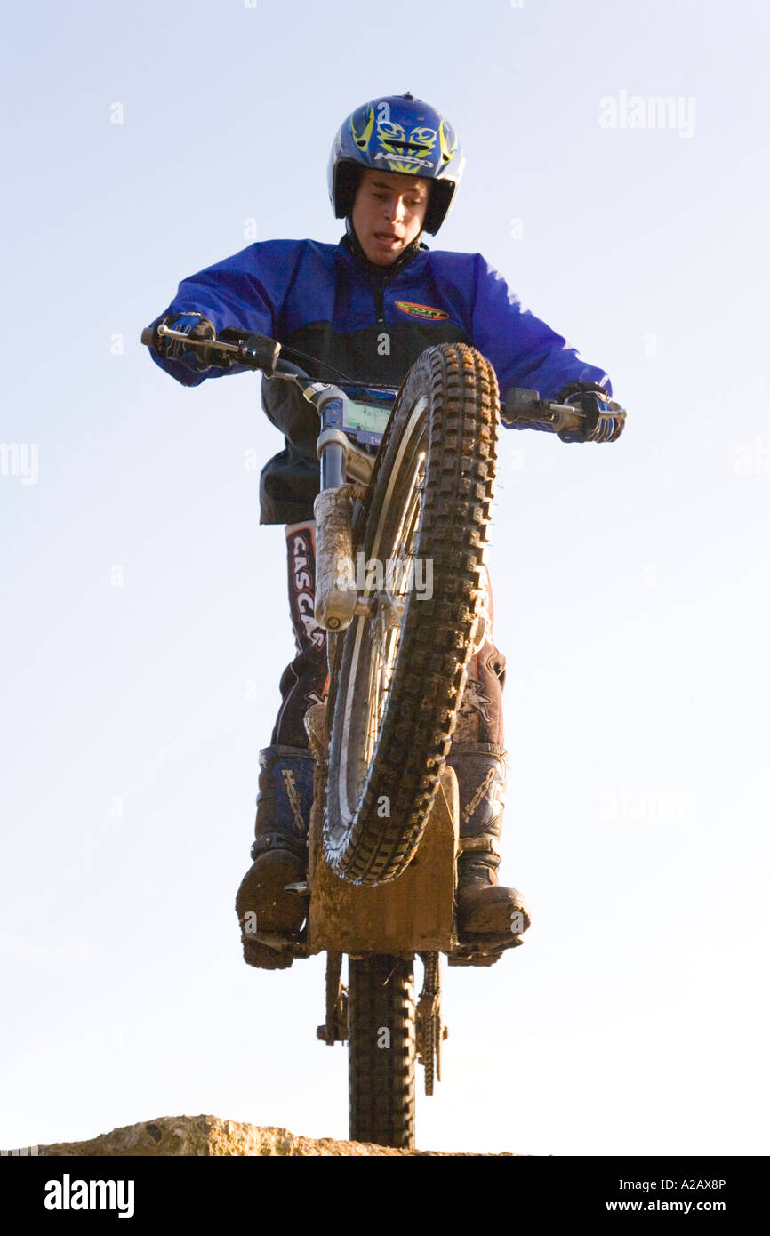 A rider from the Waterside Motorcycle Trials club takes part in a ...