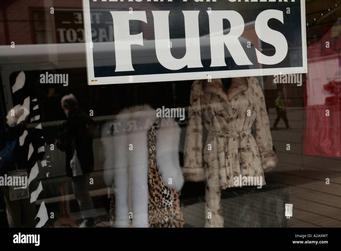 fur trader shop window Stock Photo - Alamy