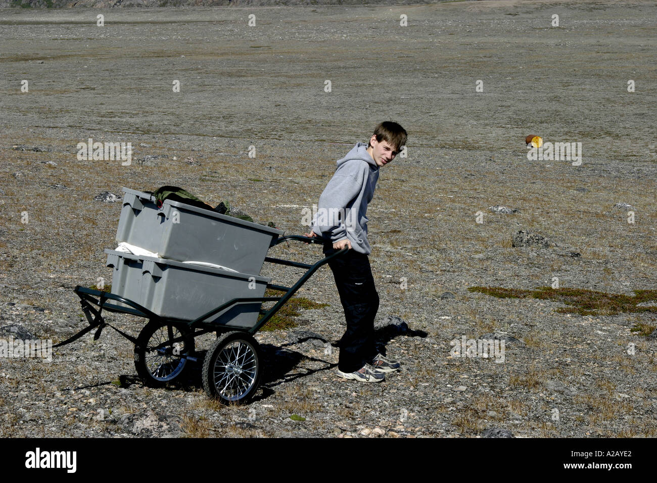 unloading equipment at York Sound Baffin Island Nunavut Stock Photo - Alamy