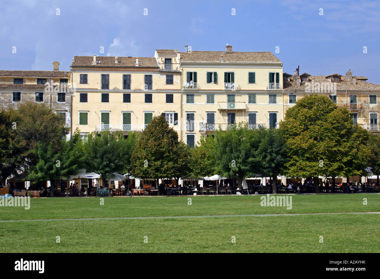 THE CRICKET PITCH. CORFU TOWN. CORFU. GREEK IONIAN ISLAND EUROPE Stock ...