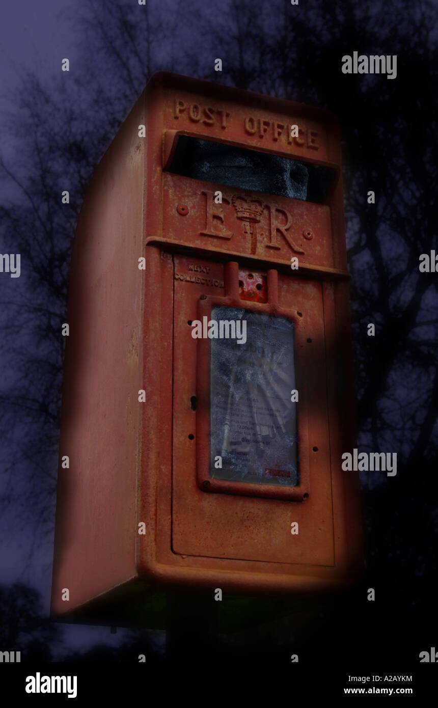 Ghost Post, Post box with a spooky figure trapped inside Stock Photo ...
