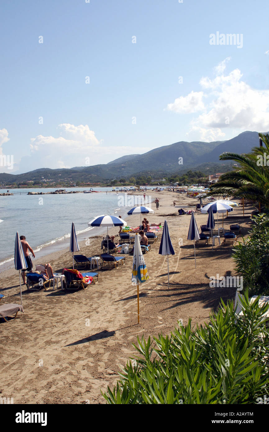 THE BEACH AT RODA. NORTH CORFU. GREEK IONIAN ISLAND. EUROPE Stock Photo ...