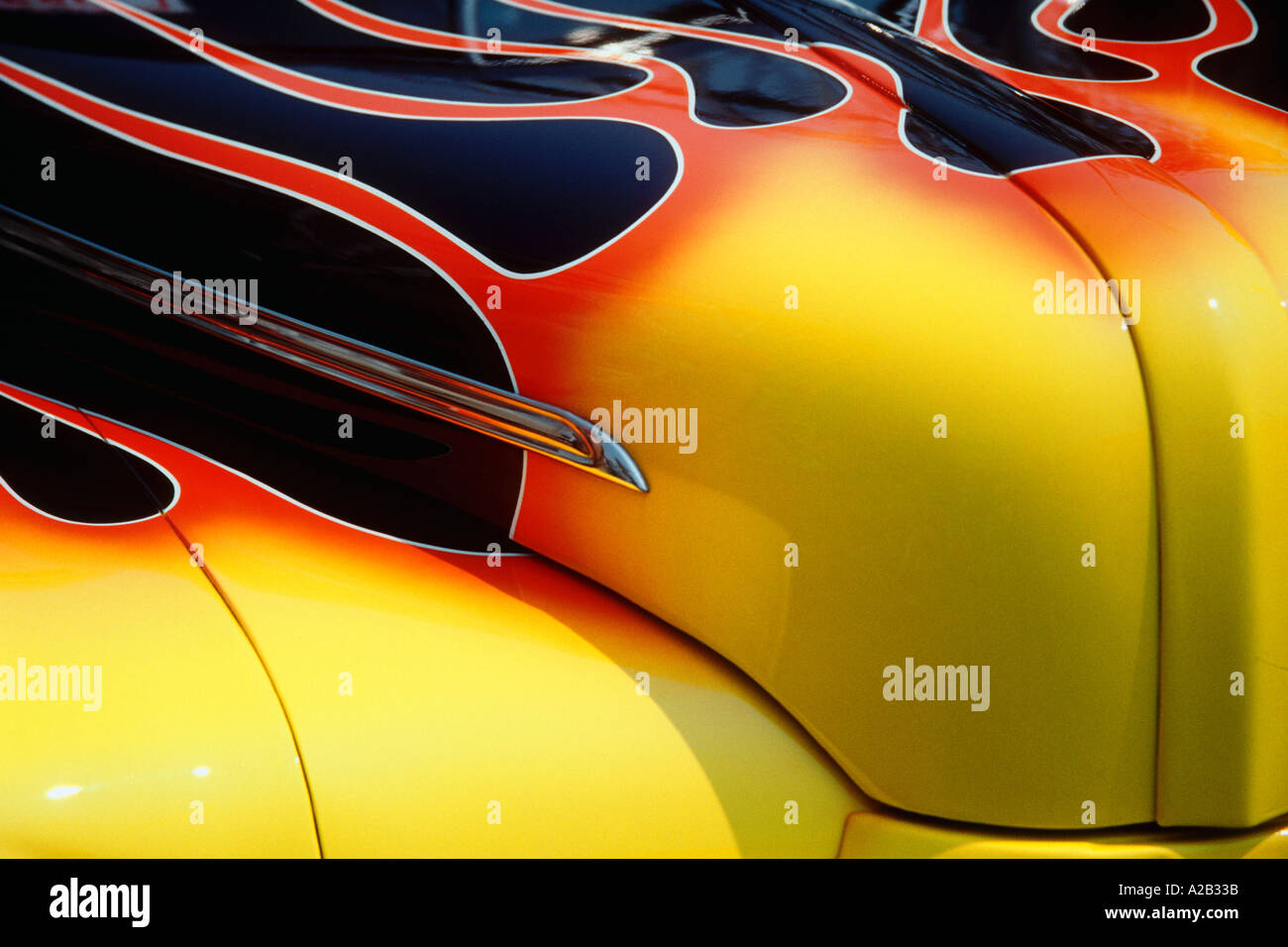 Flame Hood Hot Rod Coney Island Stock Photo - Alamy