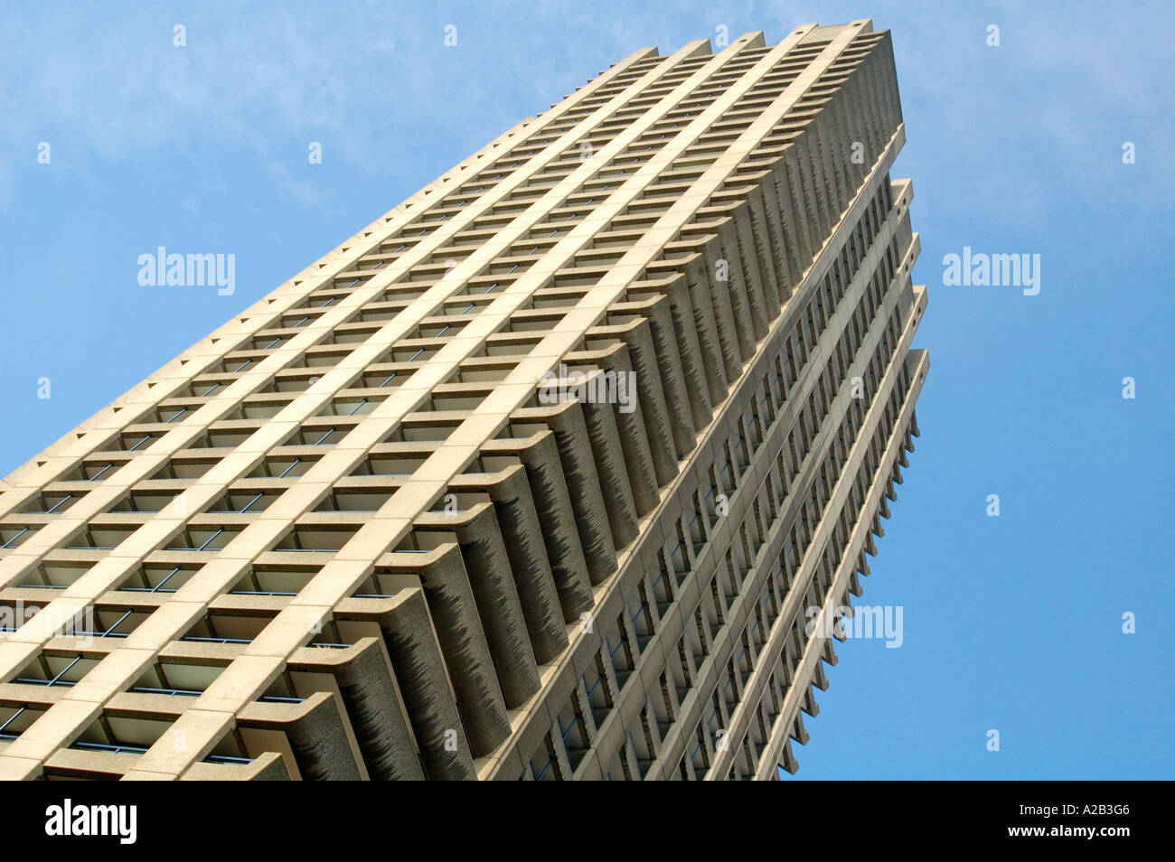 Highrise residential tower block at the Barbican Centre, London ...