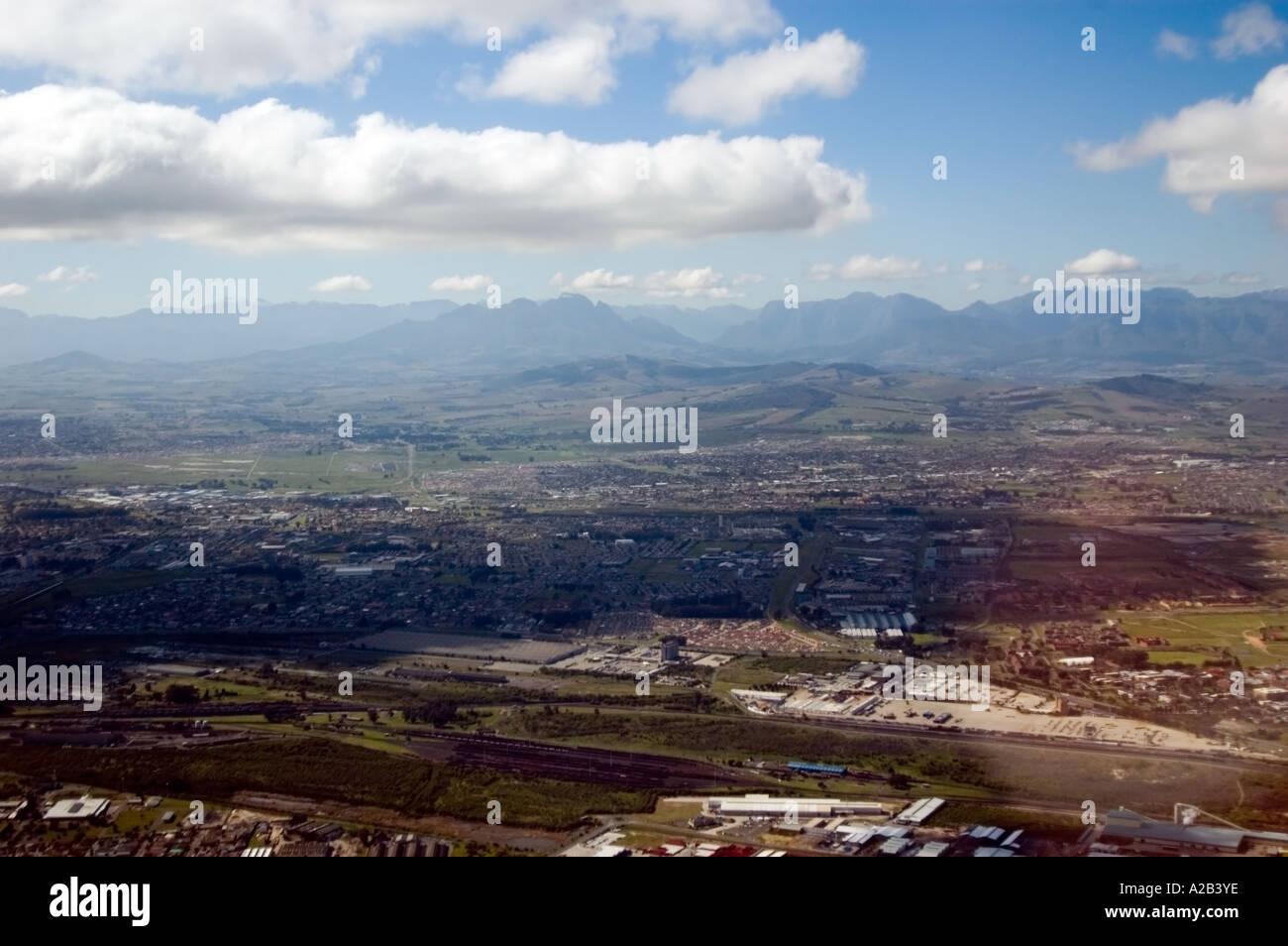Aerial view of South Africa's Western Cape terrain, including the Great ...