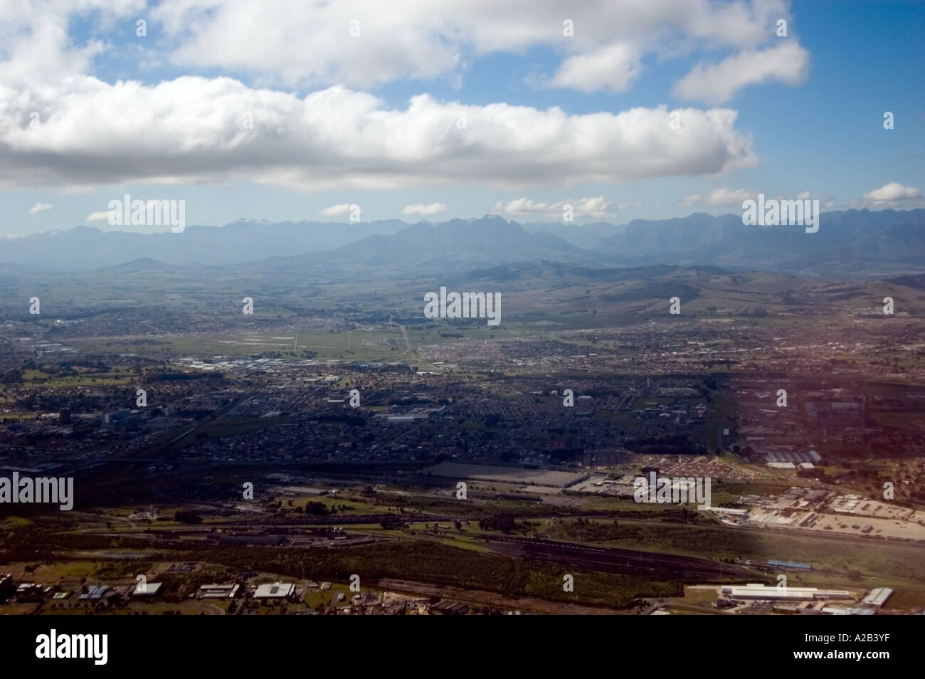 Aerial view of South Africa's Western Cape terrain, including the Great ...