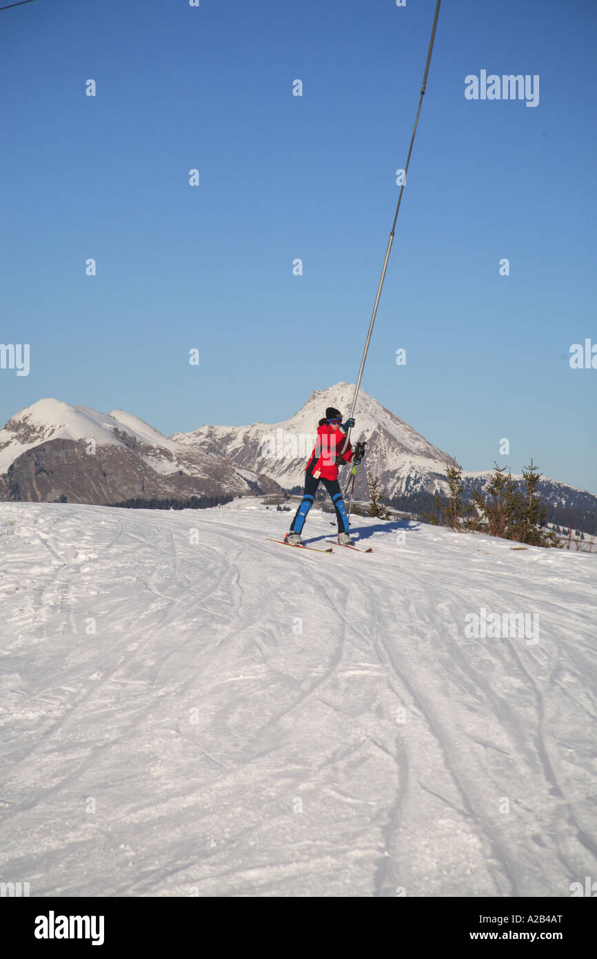 Button lift skier alps hi-res stock photography and images - Alamy