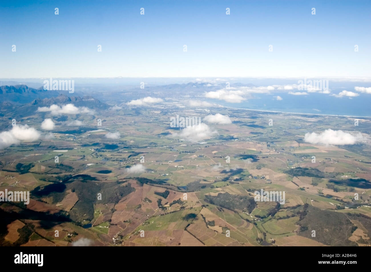 Aerial view of South Africa's Western Cape terrain, including the Great ...