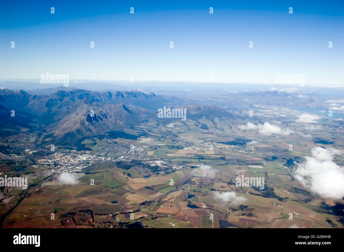 Aerial view of South Africa's Western Cape terrain, including the Great ...