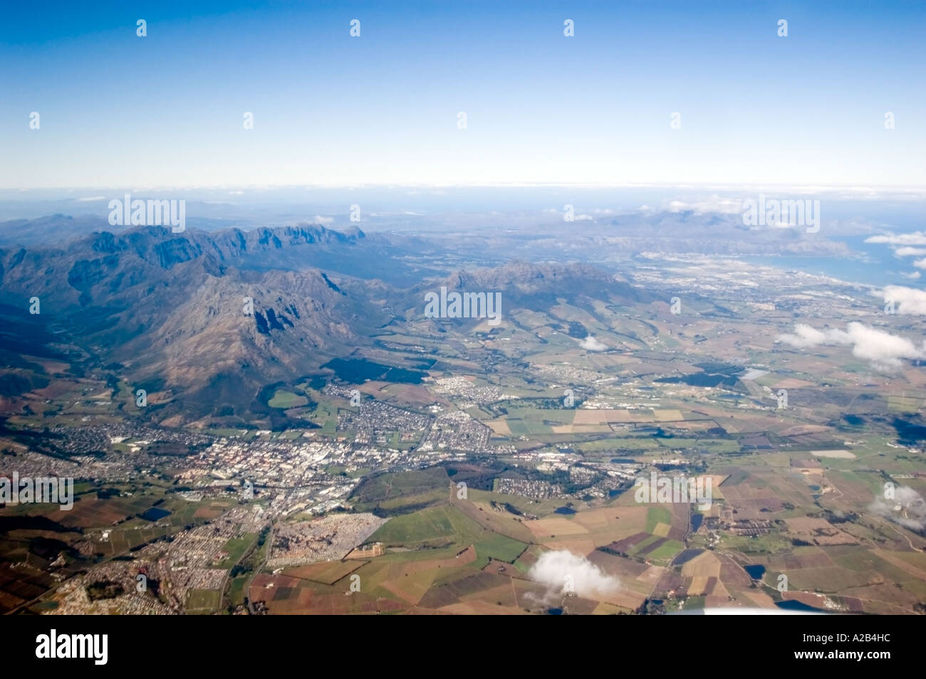 Aerial view of South Africa's Western Cape terrain, including the Great ...
