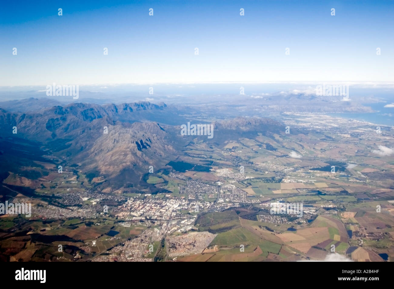 Aerial view of South Africa's Western Cape terrain, including the Great ...