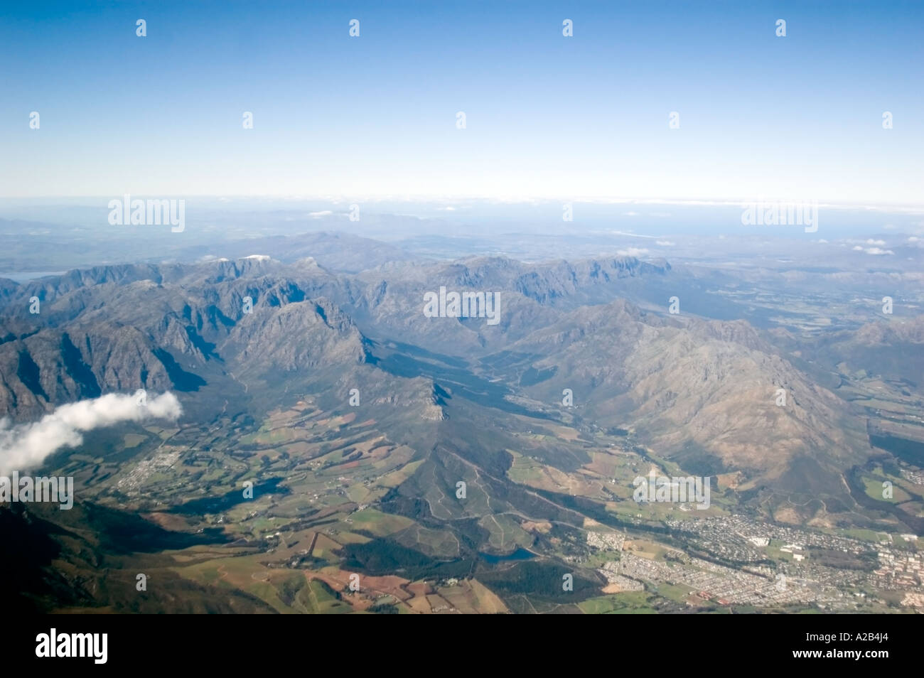 Aerial view of South Africa's Western Cape terrain, including the Great ...