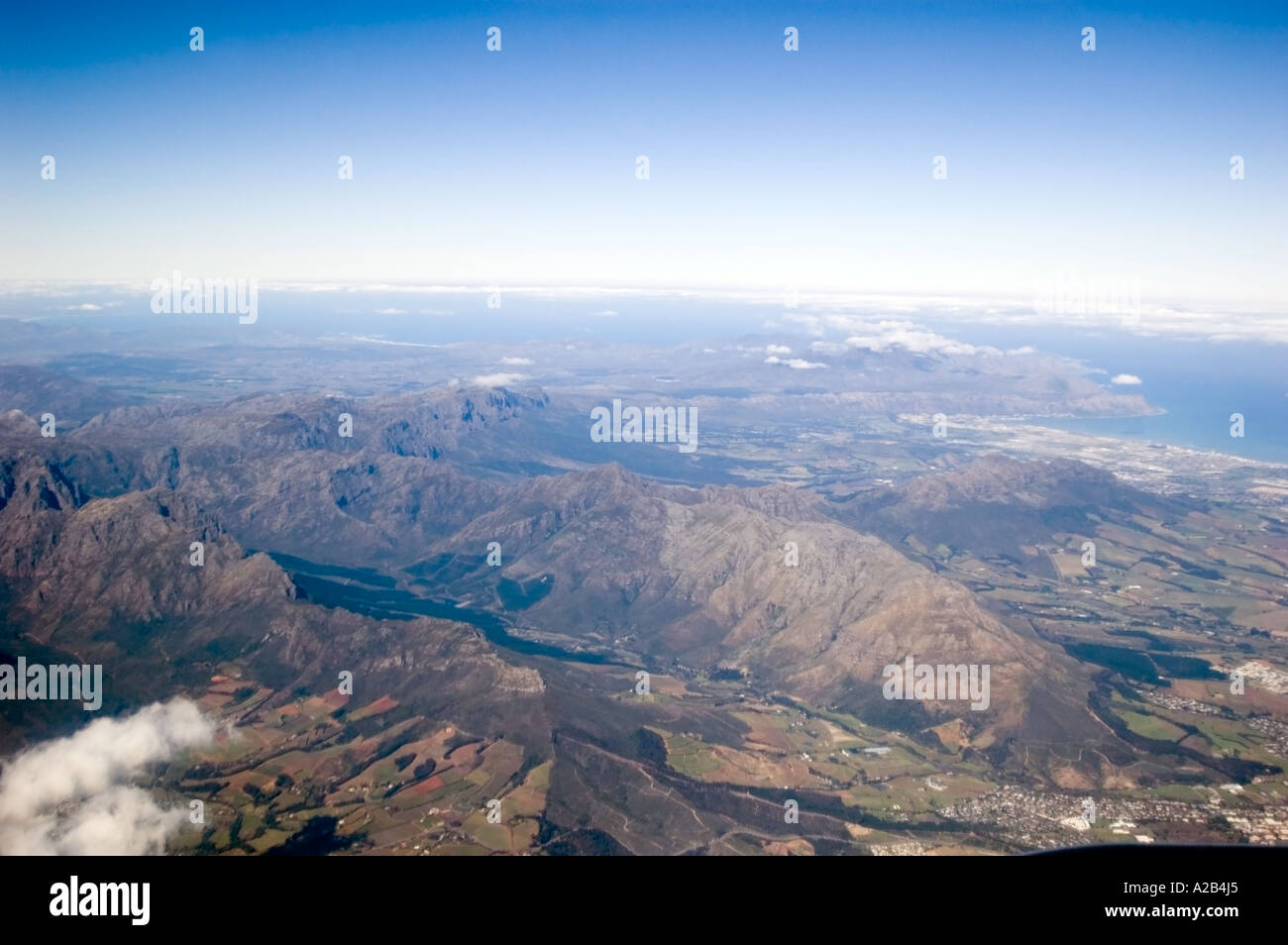 Aerial view of South Africa's Western Cape terrain, including the Great ...