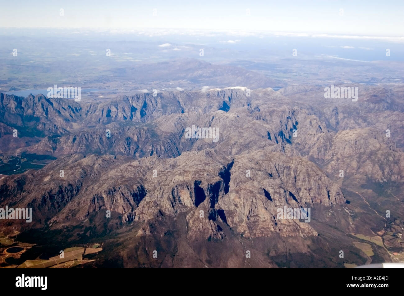 Aerial view of South Africa's Western Cape terrain, including the Great ...