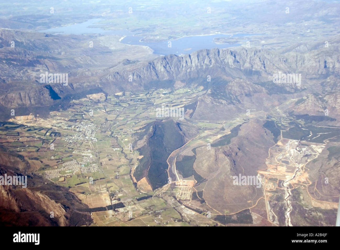 Aerial view of South Africa's Western Cape terrain, including the Great ...